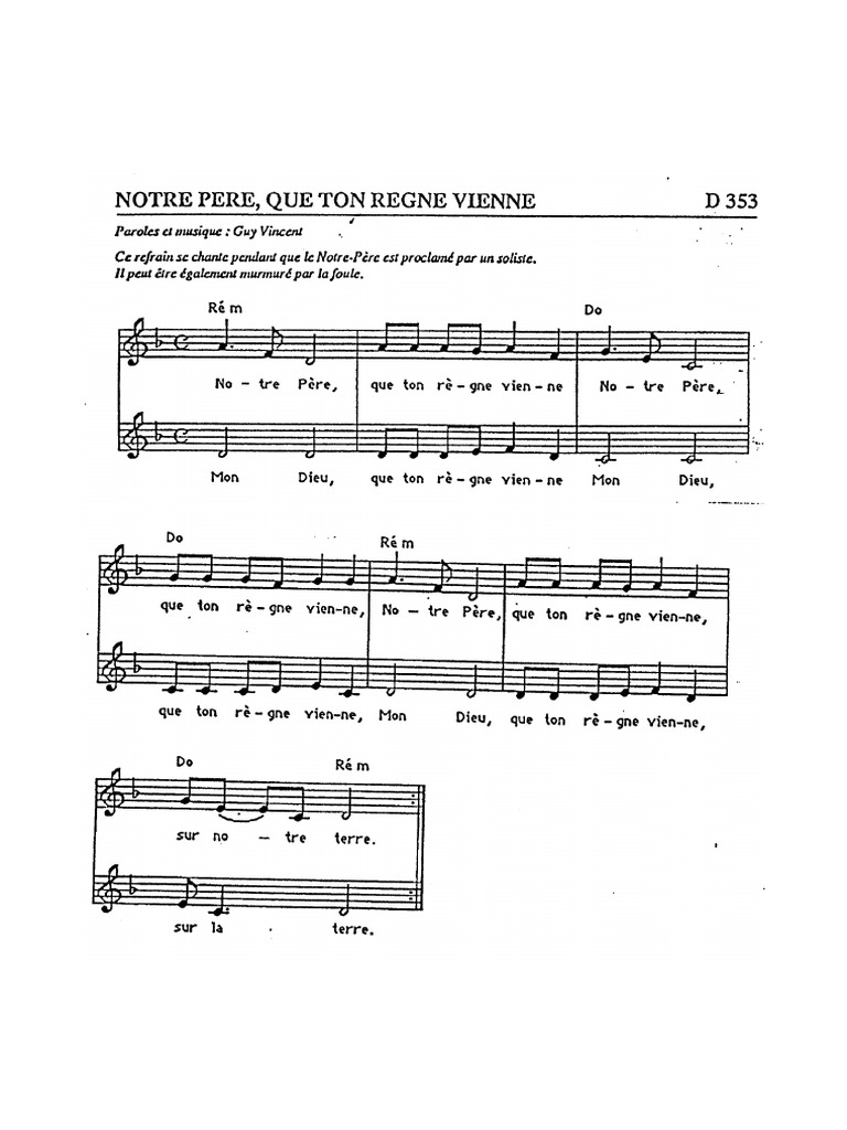 D353 Notre Pere Que Ton Regne Vienne | PDF