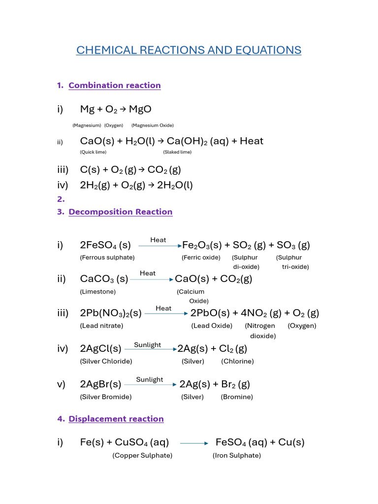 Chemical Reactions and Equations | PDF | Redox | Chemical Reactions
