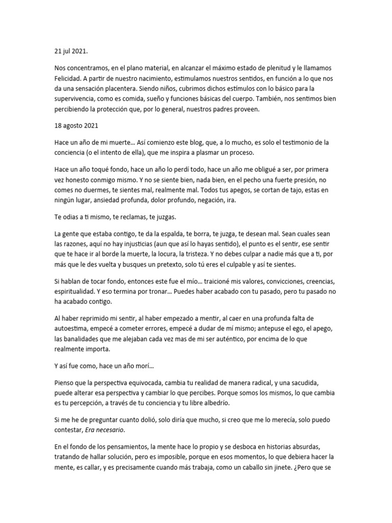 Reflexiones sobre la Felicidad y el Dolor | PDF | Ansiedad | Sicología