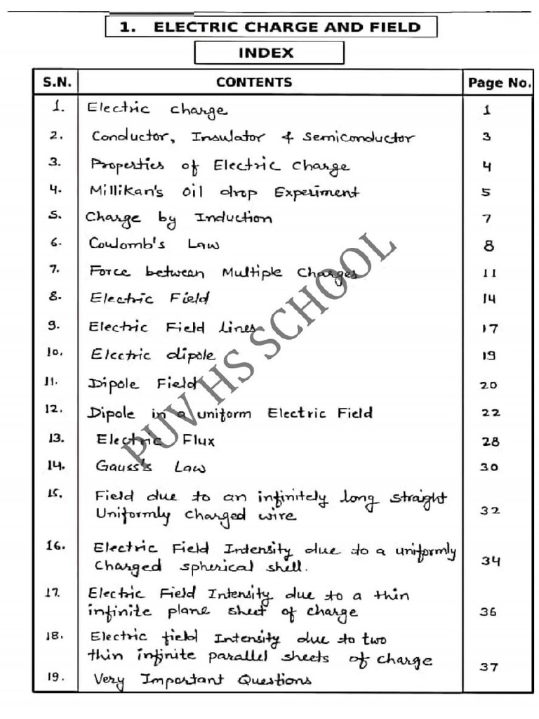 Electric Charges and Field Notes PDF | PDF