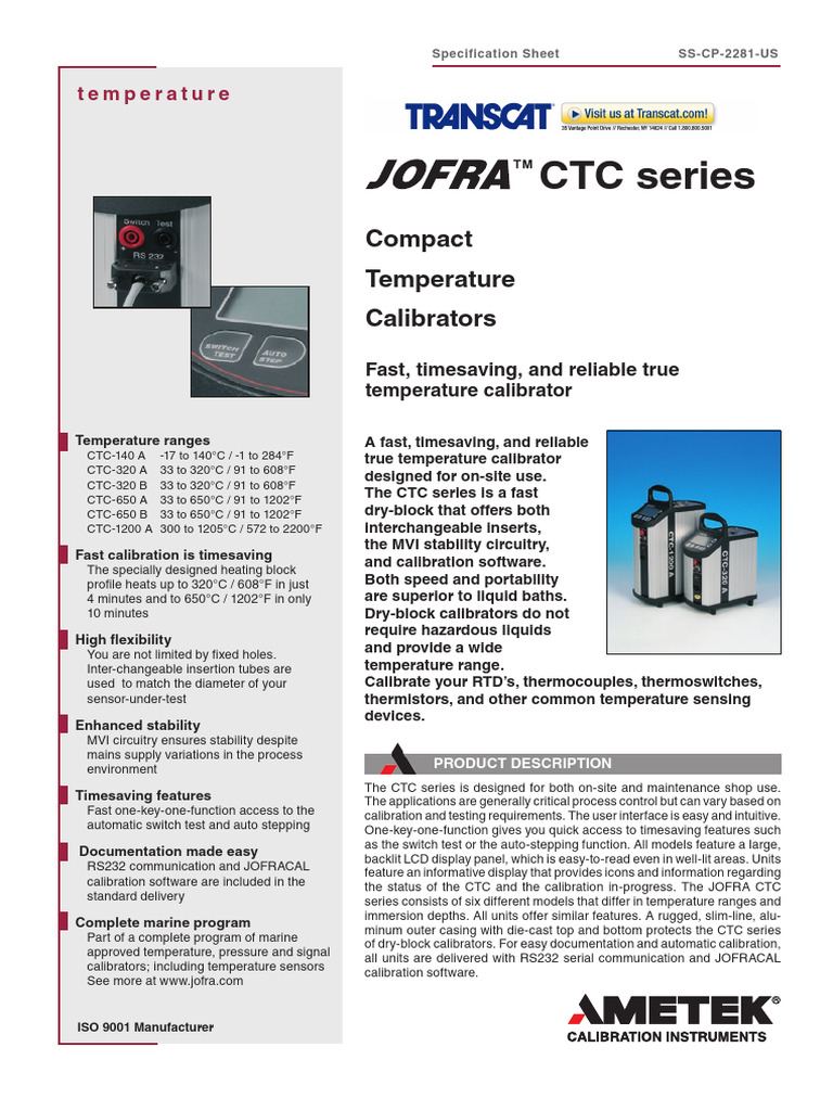 Ametek CTC | PDF | Thermocouple | Calibration