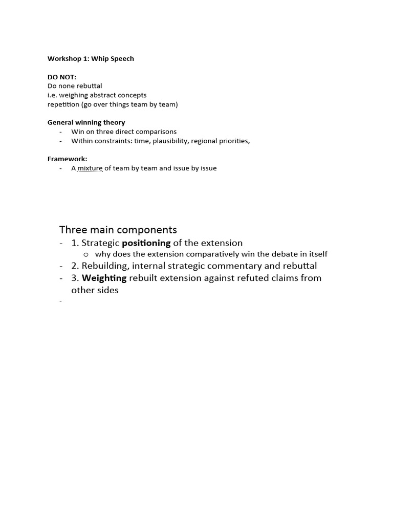 Workshop 1 - Whip Speech | PDF | Career & Growth
