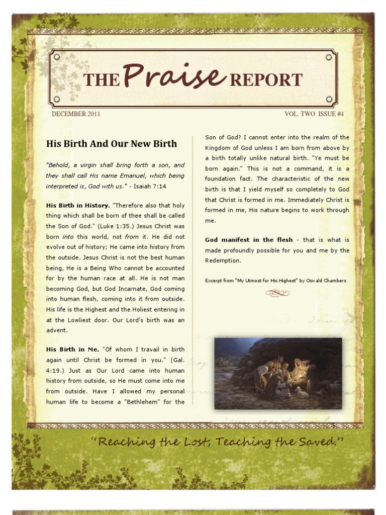 The Praise Report December 2011 | PDF | Born Again | Jesus