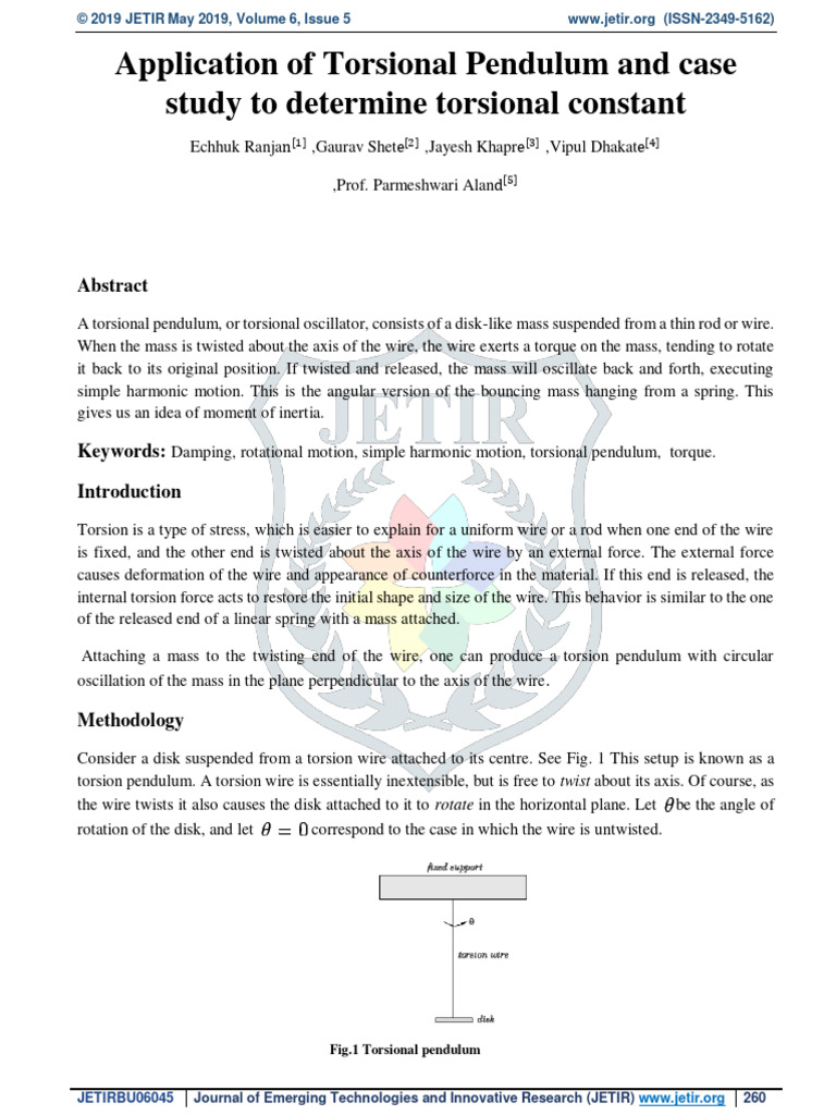 Torsional Pendulum: Determining Constants | PDF | Rotation Around A Fixed Axis | Oscillation