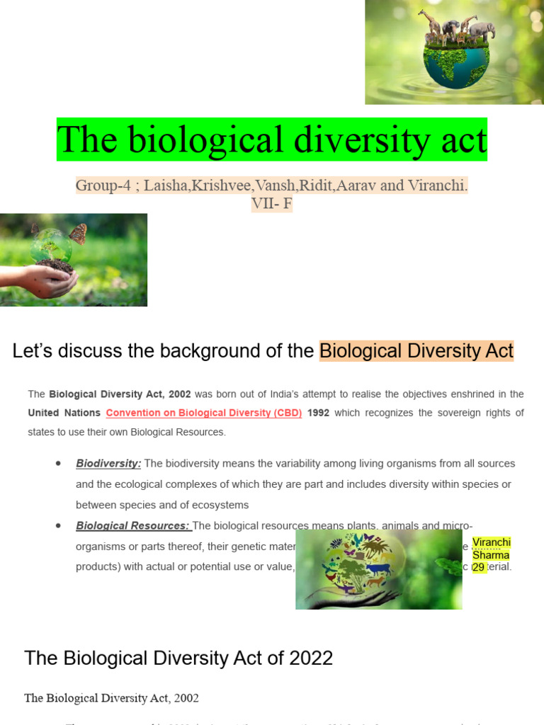 The Biological Diversity Act | PDF | Biodiversity | Environmental ...