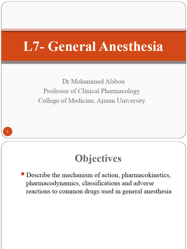 L7 General Anesthesia | PDF | Anesthesia | Medical Treatments