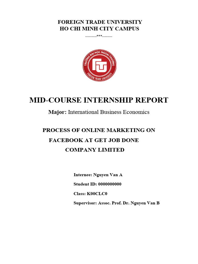 MẪU TEMPLATE THỰC TẬP GIỮA KHÓA - Template Reference for Mid Course Internship Report (FTU2 ...