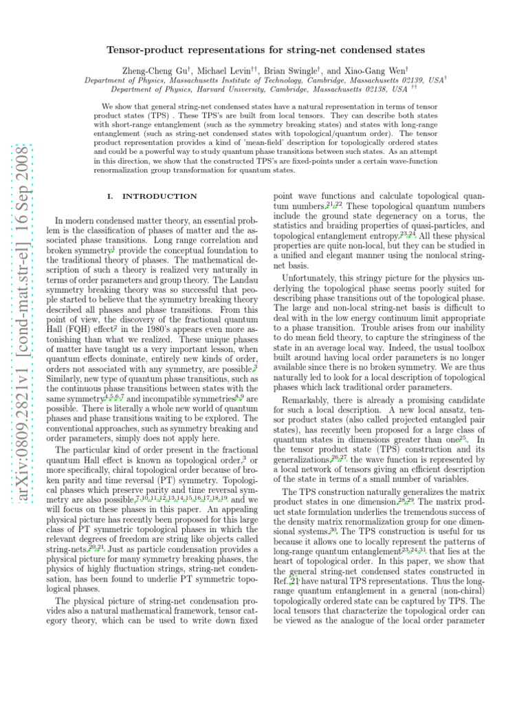 Zheng-Cheng Gu, Michael Levin, Brian Swingle and Xiao-Gang Wen - Tensor ...