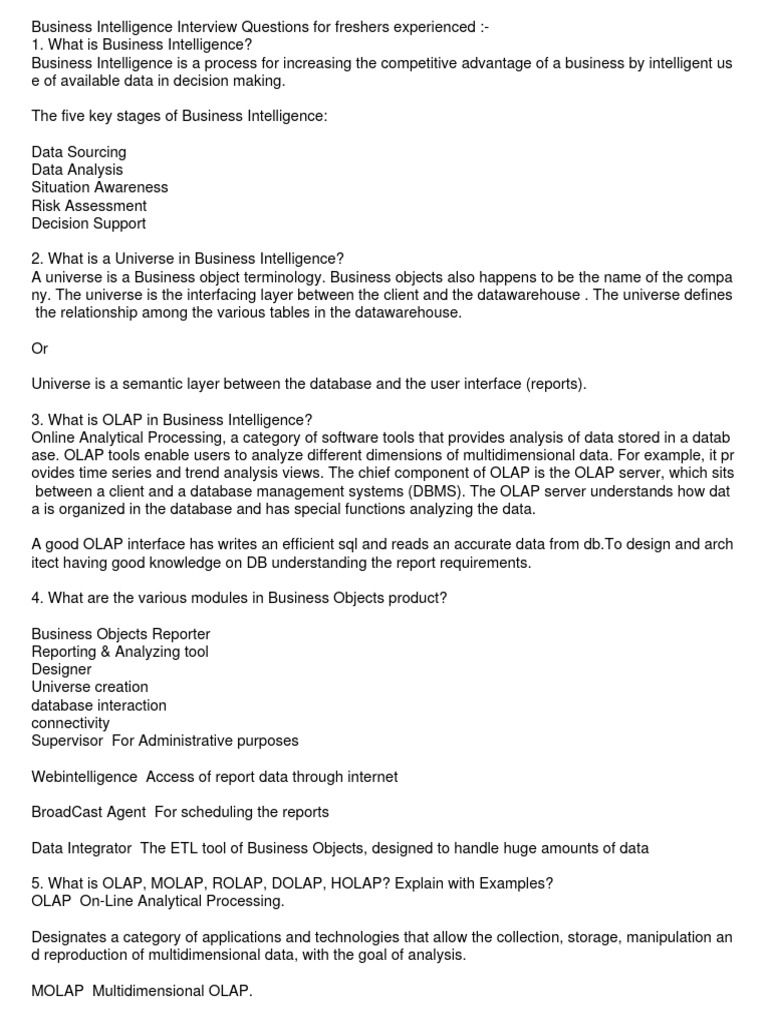 Bi Questions | PDF | Databases | Data Warehouse