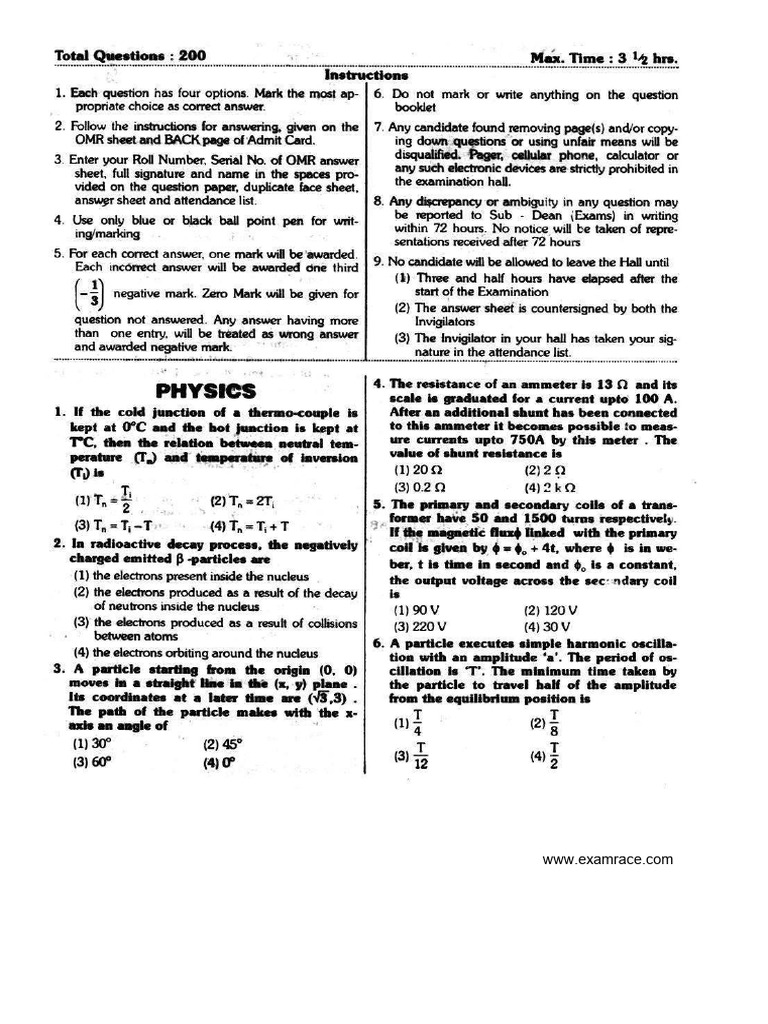 Aiims Mbbs Question Paper 2007 174 | PDF