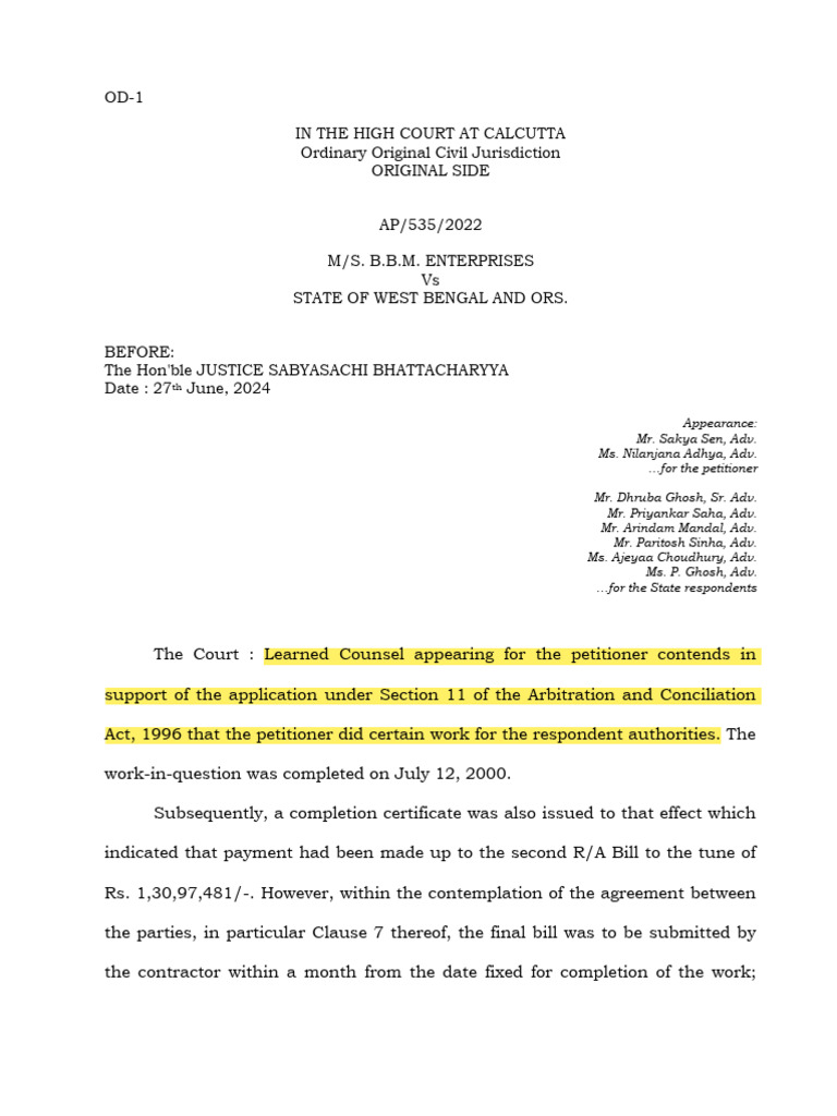 Arbitration Application on Payment Dispute | PDF | Arbitration | Justice