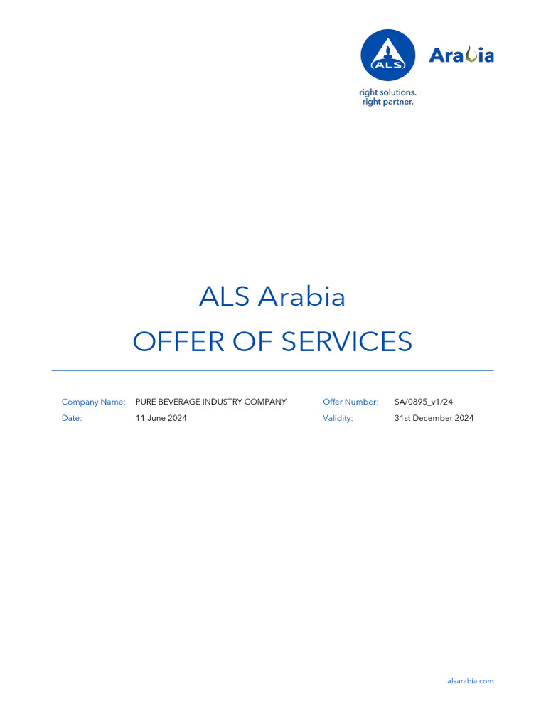 ALS Arabia Offer of Services: Company Name: Offer Number: Date ...