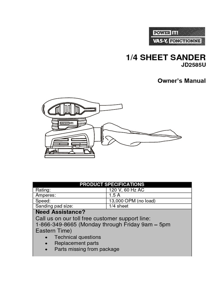 1/4 Sheet Sander Owner's Manual | PDF