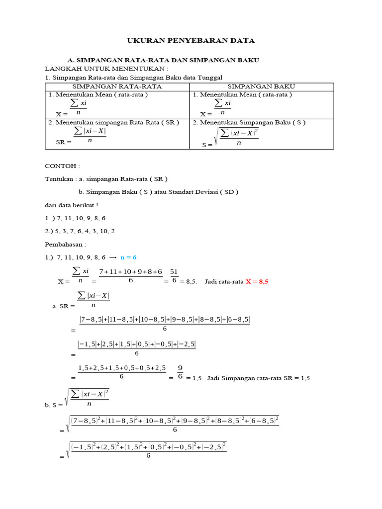 Rangkuman Ukuran Penyebaran Data - 1 | PDF