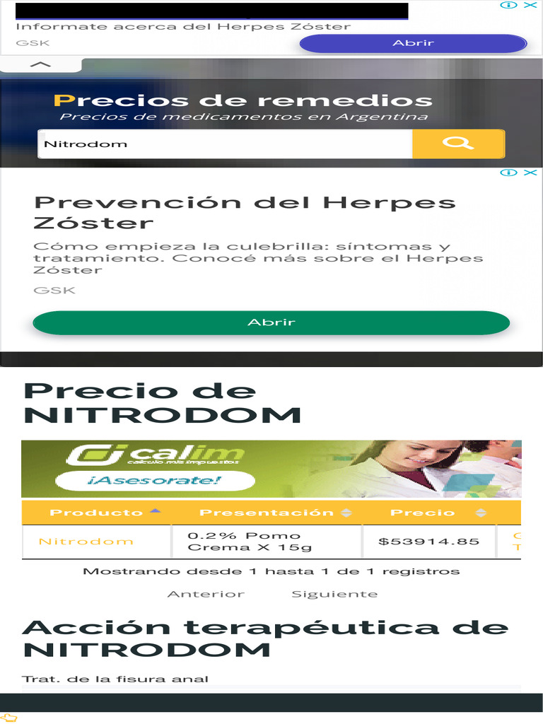 Precios de Nitrodom en Argentina - Precios Actualizados de Remedios | PDF