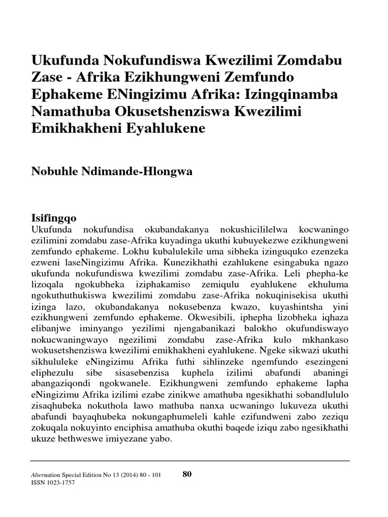 Ukufunda Izilimi Zomdabu eNingizimu Afrika | PDF | Linguistics