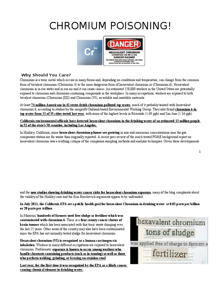 Chromium Poisoning!: Why Should You Care? | PDF | Chromium ...