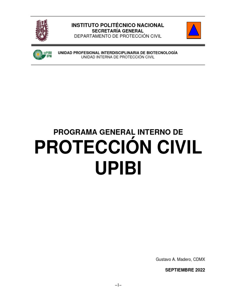 Programa Interno de Proteccion Civil UPIBI 2022 | PDF | Defensa Civil | México