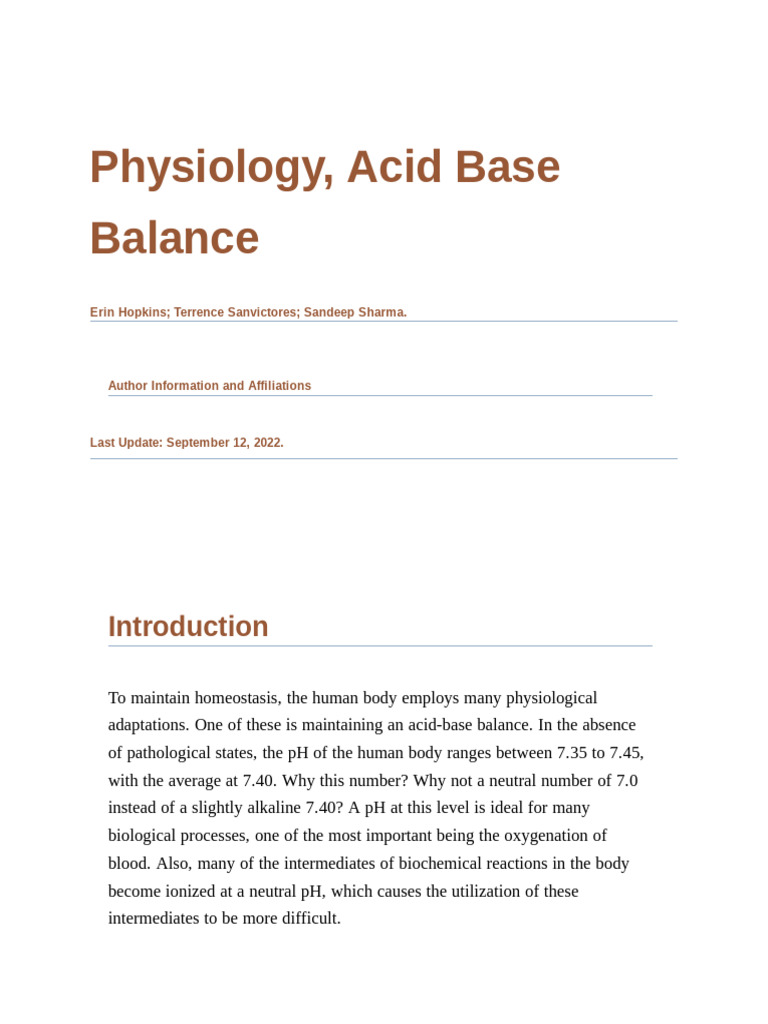 Acid Base Balance | PDF | Cellular Respiration | Adenosine Triphosphate