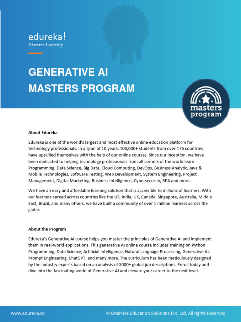 Generative AI Masters Brochure | PDF | Artificial Intelligence | Intelligence (AI) & Semantics