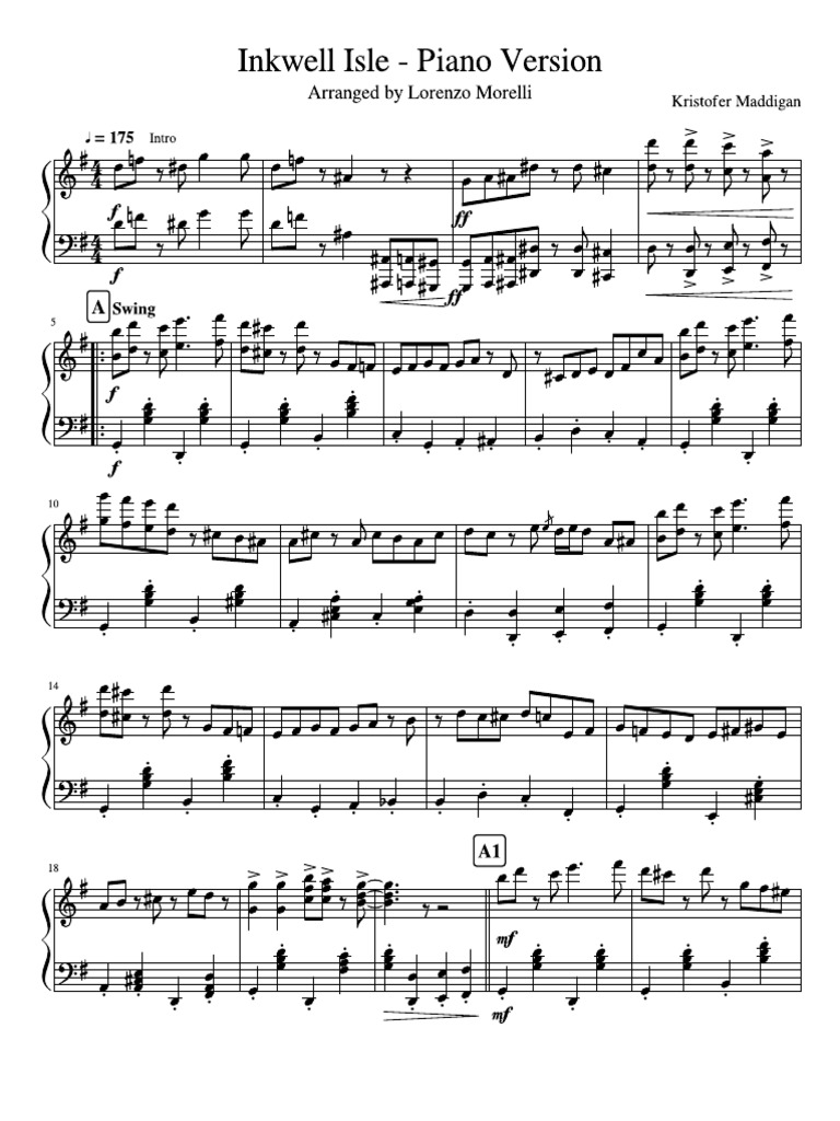 Cuphead - Inkwell Isle One - Piano Version (COMPLETE) | PDF