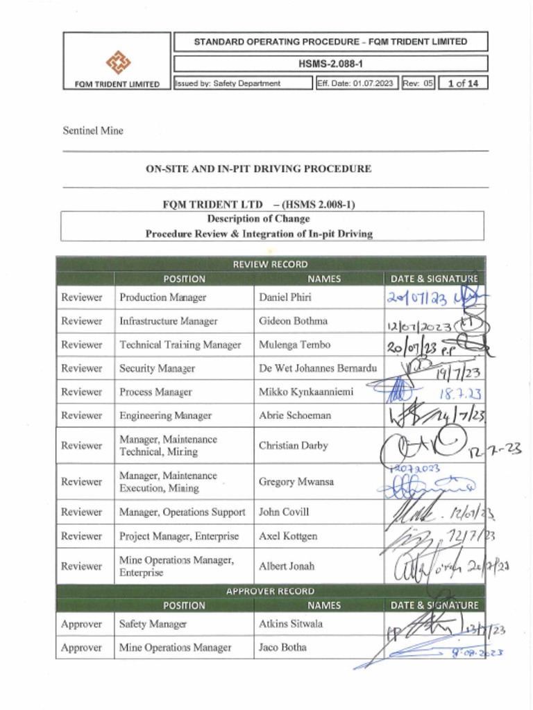 Driving Procedure - Site and Pit | PDF