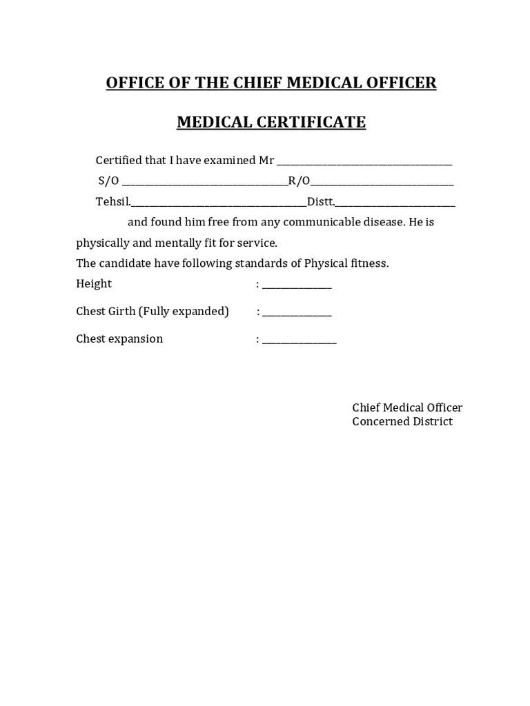 Proforma Med Certificate | PDF | Wellness