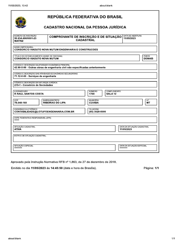 02 - Comprovante de Incrição e Situação Cadastral do CNPJ | PDF