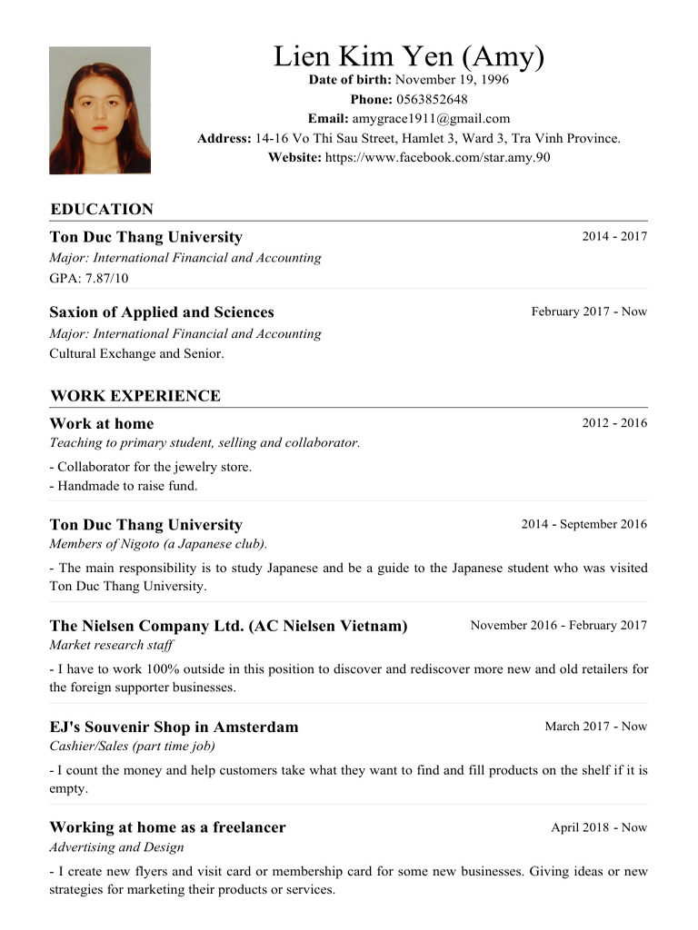 Resume Lien Kim Yen | PDF