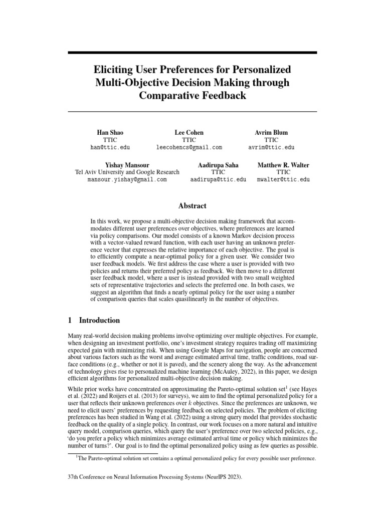 NeurIPS 2023 Eliciting User Preferences For Personalized Multi ...