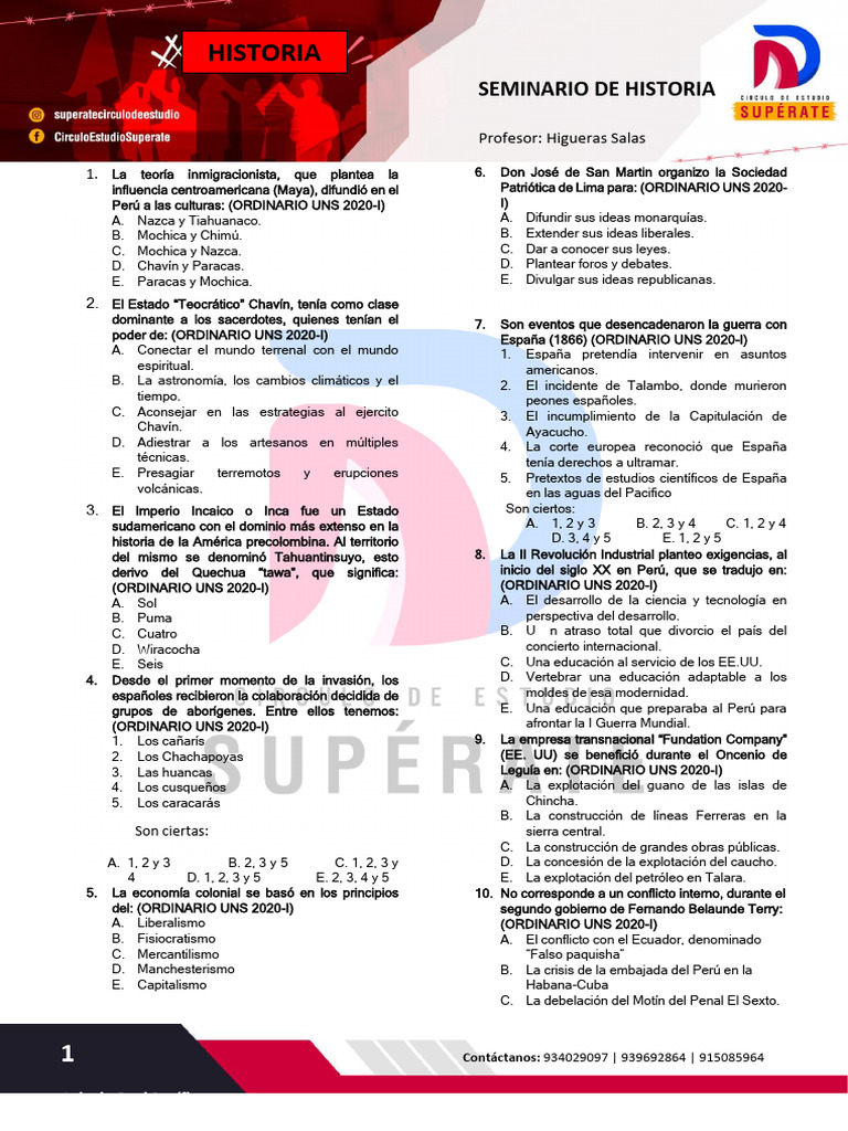 Seminario de Álgebra - Semanas Del 09 Al 16 | PDF | Perú | Imperio Inca