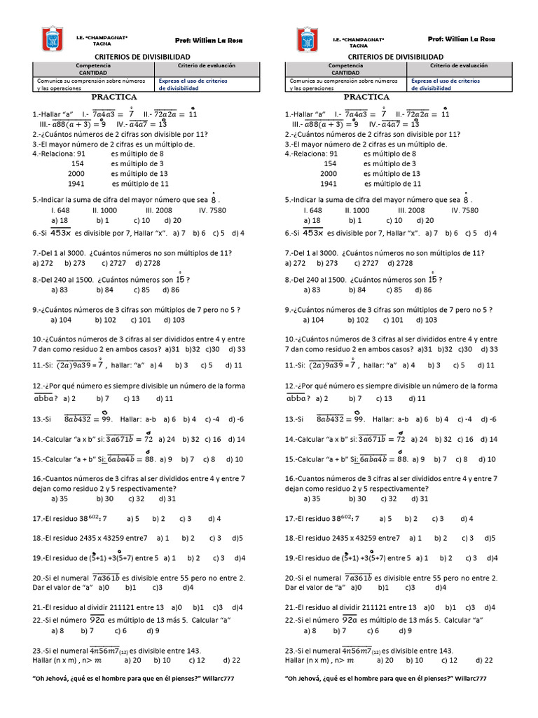 Divisibilidad 2 W | PDF
