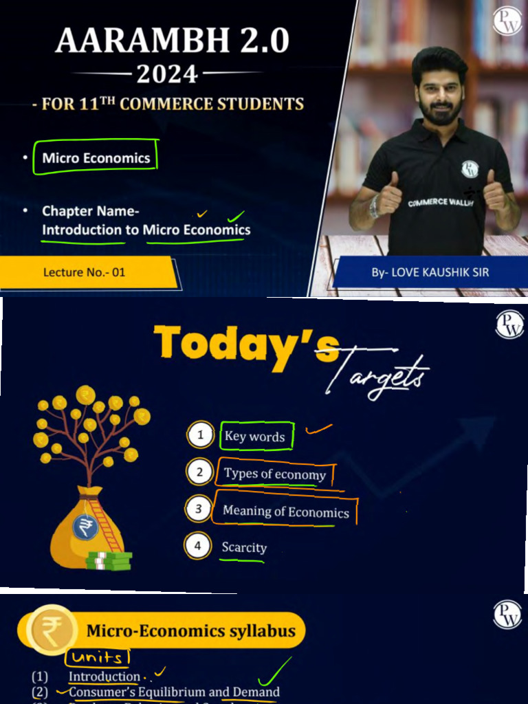Introduction - Micro Economics 01 - Class Notes - (Aarambh 2.0 2024) | PDF