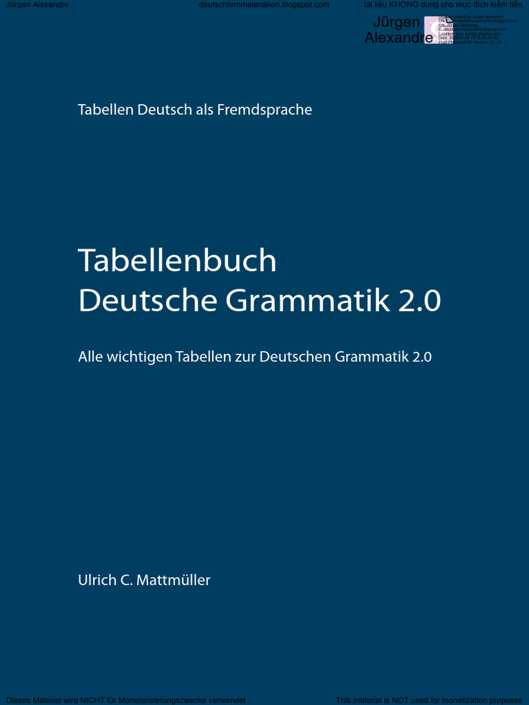 Tabellen Deutsche Grammatik 2.0 - Alle Wichtigen Tabellen Zur Deutsch Grammatik 2.0 | PDF