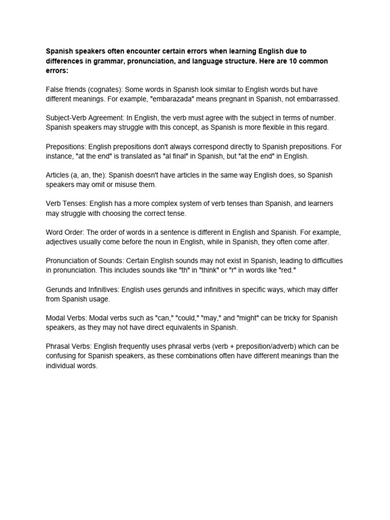 Common Grammar Errors | PDF | English Language | Verb