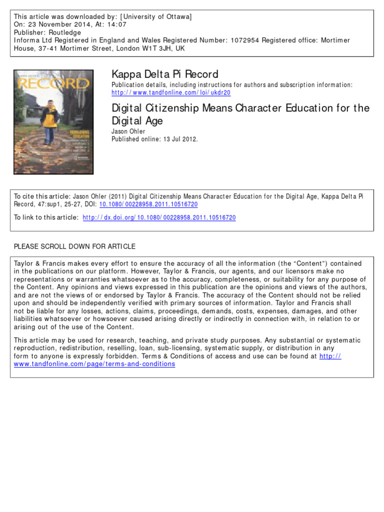 Digital Citizenship Means Character Education for the Digital Age | PDF ...
