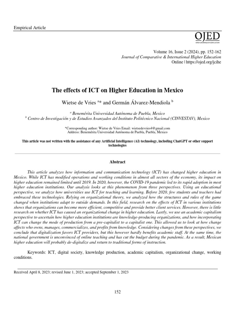 The Effects of ICT On Higher Education in Mexico | PDF | Educational ...