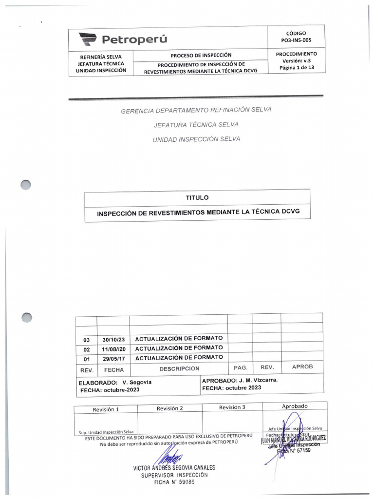 Procedimiento PO3-INS-005 - Inspección de Revestimientos Mediante DCVG | PDF