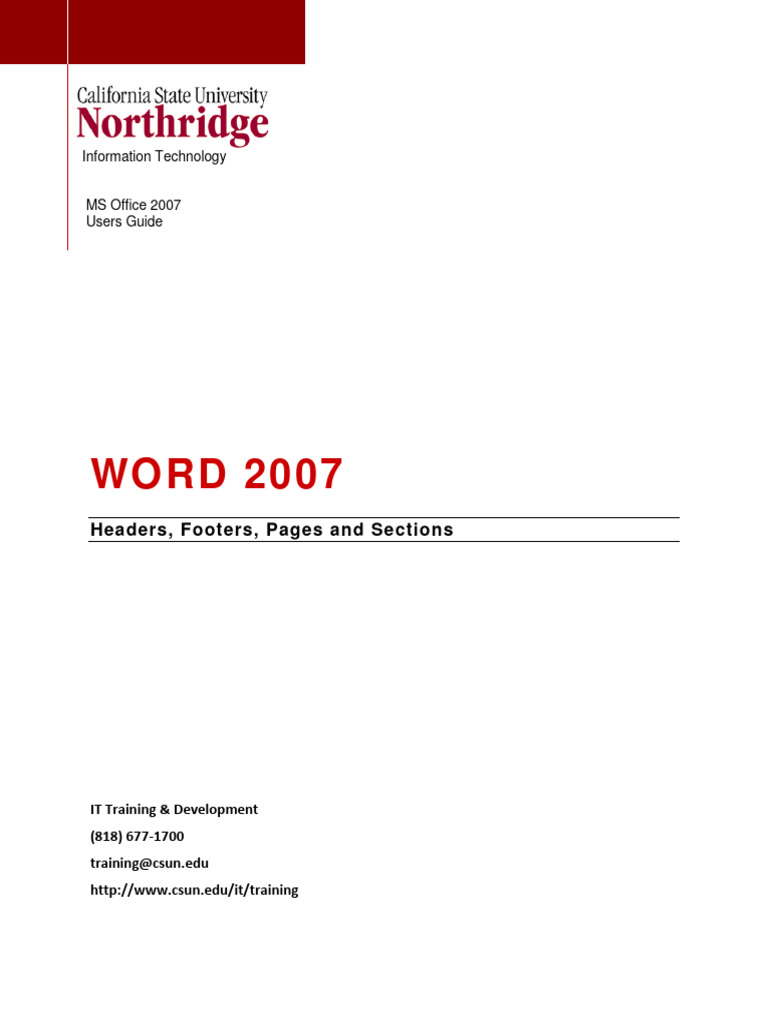 Word 07 Headers Footers | PDF | Filename | Page Layout