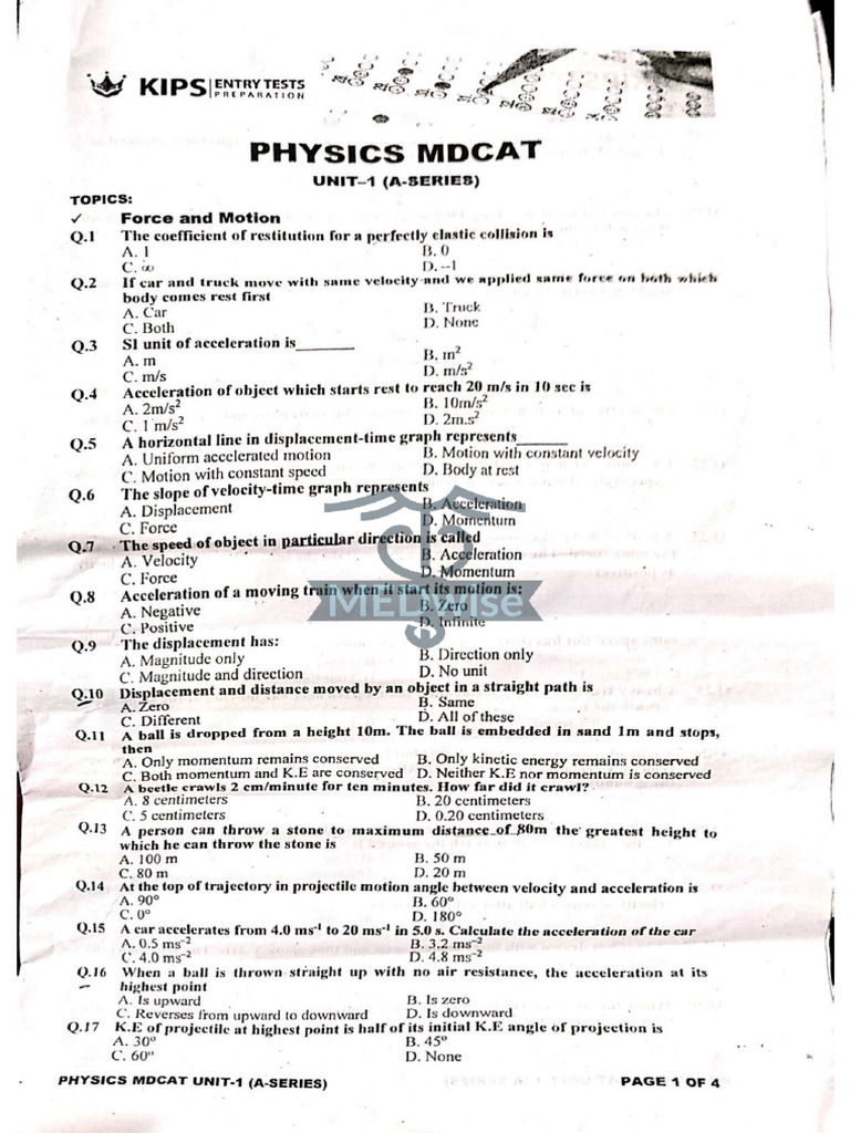 KIPS PHYSICS A SERIES MEDwise 2023 | PDF