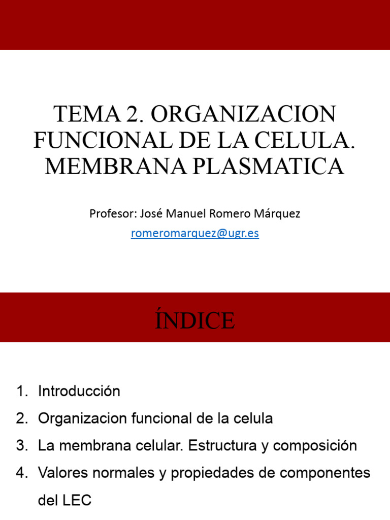 Tema 2. La Celula | PDF | Membrana celular | Biología Celular)
