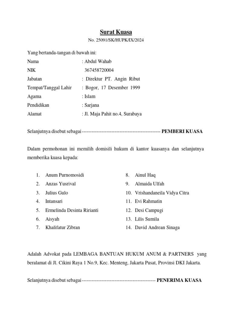 Surat Kuasa Abdul Wahab-1 | PDF Surat Kuasa Abdul Wahab-1 | PDF
