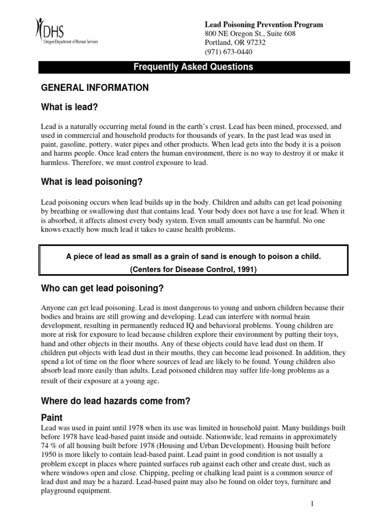 Revisedfaq | PDF | Lead | Occupational Safety And Health Administration