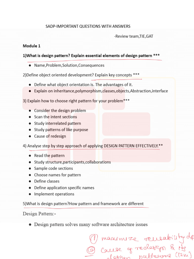 SADP Important Topics TIE | PDF | Object Oriented Programming | Software Design Pattern