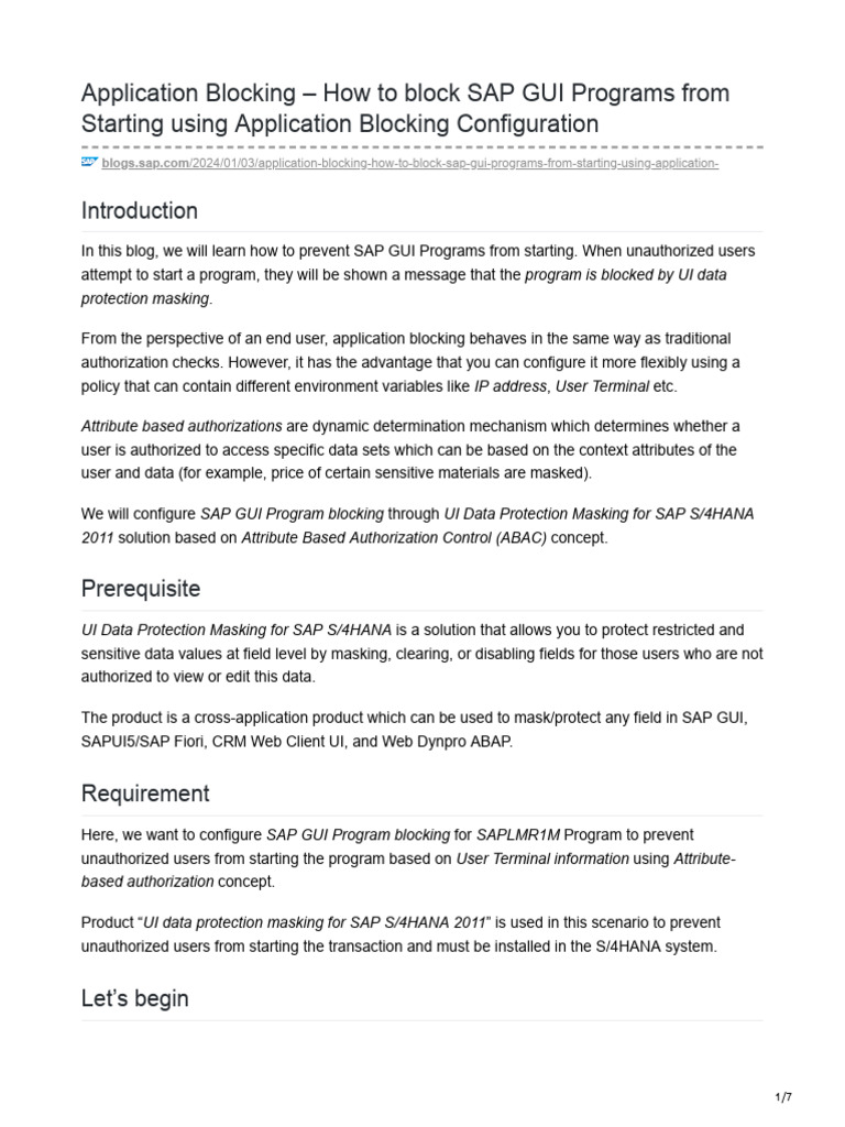 Application Blocking How To Block SAP GUI Programs From Starting Using ...