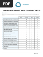 ADHD - (Screening) Vanderbilt ADHD Diagnostic Parent Rating Scale | PDF ...