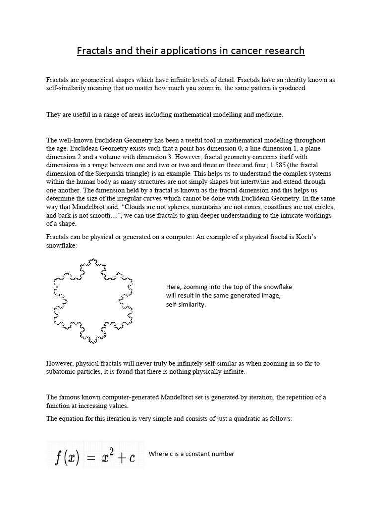 Fractals and Their Applications in Cancer Research | PDF | Fractal ...