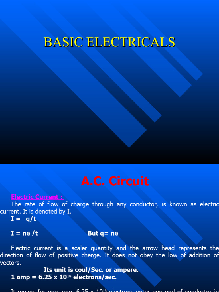 Basic Electricals | PDF | Series And Parallel Circuits | Electrical Resistance And Conductance