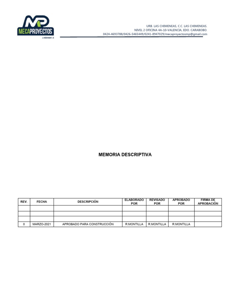 (MC1) Memoria Descriptiva. Corregida Revision 02. Diciembre | PDF | Combustible diesel | Hormigón