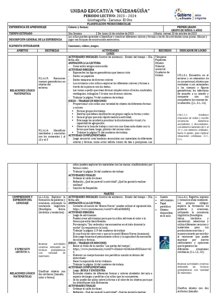 PRIMER GRADO PLANIFICACION SEMANA 26 | PDF | Color | Ciencia cognitiva